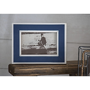 Foreside Home & Garden Blue and White Resin 4x6 Inch Wood Decorative Picture Frame FFRD09977