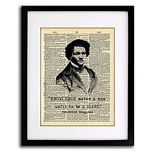Frederick Douglass - Knowledge Slave Quote Art - Authentic Upcycled Dictionary Art Print - Home or Office Decor (D296)