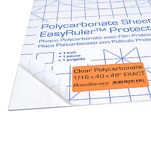 Polycarbonate Clear Plastic Sheet 40" x 48" X 0.0625" (1/16") Exact with EasyRuler Film, Shatter Resistant, Easy to Cut, Bend, Mold Than Plexiglass. Window Panel, Industrial, Hobby, Home, DIY, Crafts