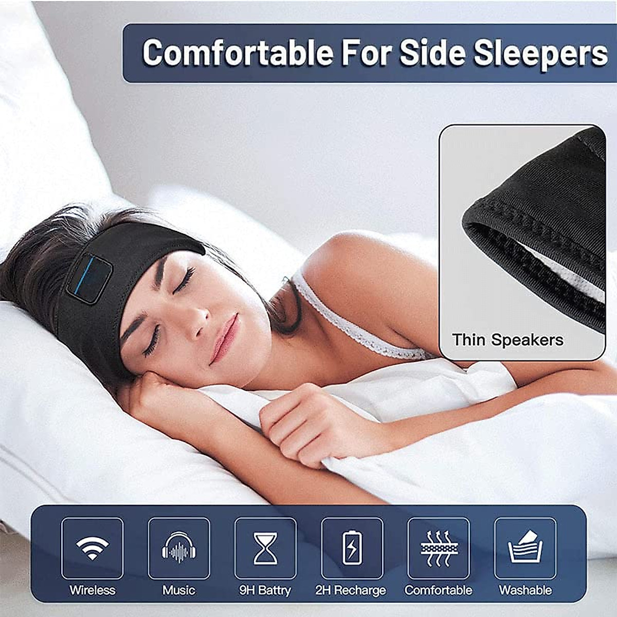 Sleep Headphones Wireless Music Sleeping Headbands Sports Headsets with Comfortable Earbuds for Side Sleepers Workout Jogging Yoga Insomnia Travel