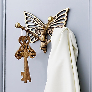Indian Shelf Brass Butterfly Swivel Tri Arm Hook Foldable Decorative Wall Hooks 3 Prong Wall Hooks Vintage Towel Hooks Gold Coat Hooks Robe Hook Folding Coat Hooks Hangers