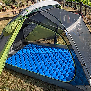 MasterTool Ultralight Double Sleeping Pad for Camping, Portable Waterproof Camping Pad, Inflatable Comfort Camping Mattress 2 Person, Ripstop Sleeping mat for Backpacking (Blue)