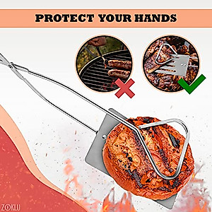 Long Barbeque Grill Tongs Spatula - Utensil Set Portable Grill Tongs for Cooking Gripper Kitchen Spatula Stainless Steel Hamburger Spatula - Barbecue Grill Tong Spatula Set Flat Top Grill Accessories