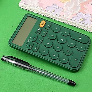 VEWINGL Standard Calculator 12 Digit,with Timers and Alarm Clock,Calculator with Large LCD Display for Office,School,Home & Business Use,Automatic Sleep,with Battery(Green)