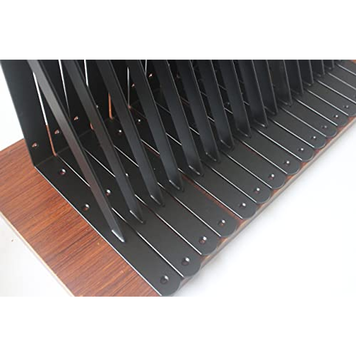 16 Pack L11" x H 8" Black Heavy Duty Shelf Brackets with Screws Metal Shelf Brackets Shelf Support Angle Brackets for Shelves L Brackets Heavy Duty Floating Shelf Brackets