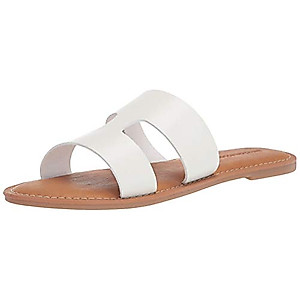 Amazon Essentials Women's Flat Banded Sandal, White, 9