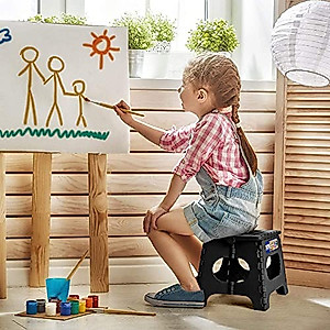 ACKO 11 inch Folding Step Stool Lightweight Plastic Step Stool - 2 Pack - Foldable Step Stool for Adults,Non Slip Folding Stools for Kitchen Bathroom Bedroom (Black, 2 Pack)