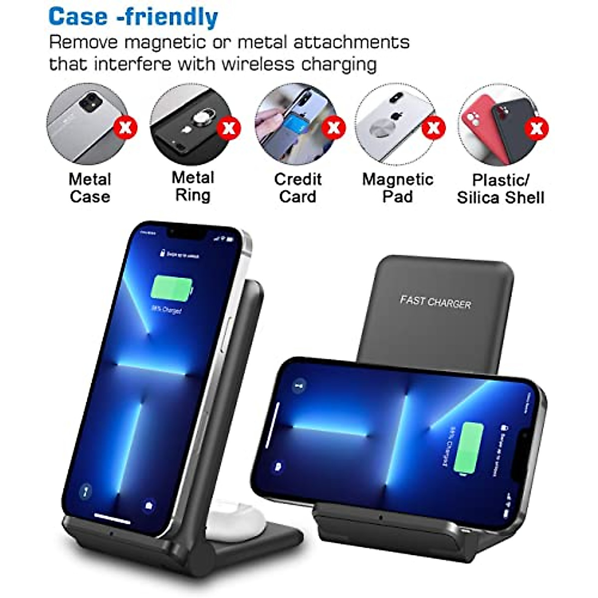 25W Wireless Charger,Foldable 2 in 1 Wireless Charging Station for Apple iPhone 14/13/12/11/Plus/Pro/SE/X/8/Airpods,PDKUAI 15W Fast Dual Wireless Induction Charge Stand for Samsung Phone/Galaxy Buds