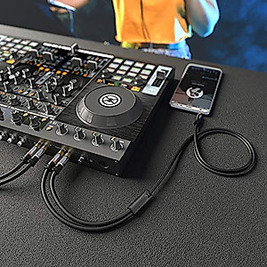 KabelDirekt – 15ft Long – Aux/3.5mm to RCA/Phono Male Adapter Cable, 2× RCA/Phono Plugs (Y Splitter Audio Cable, Connects Smartphones/notebooks and Other Equipment to Hi-Fi Systems/Speakers, Black)