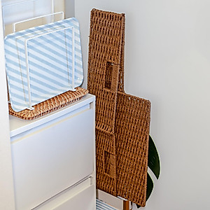 Storage Baskets 2-Pack, Natural Ingredients Foldable Paper Rope Baskets for Organizing, 14.9 x 10.2 x 4.7 inches, Sturdy Baskets with Handles, Closet and Shelf Organizers, Foldable Baskets for Clothes