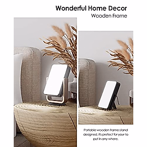 ALBINA Litght Therapy Lamp UV-Free 10,000 Lux Sunlight Lamp with 5 Adjustable Brightness 4 Timer Function, Detachable Stand Wooden Frame, Sun Lamp for Home/Office (Black/Walnut)