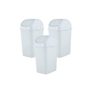 Superio Mini Plastic Trash Can with Swing Top Lid 1.25 Gallon Compact Small Waste Bin Portable Garbage Can for Countertop, Desktop, Make up Vanity, Bathroom, Car, Under Sink, Dorm, 5 Quart (White, 3)