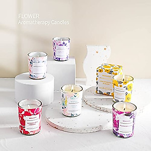 6 Pack Scented Candles, Aromatherapy Candles Sets, Specially Designed for Bridesmaids Gift, Ideal Gifts for Wedding, Women Birthday, Mother's Day, Thanksgiving, Christmas (Flower Series)