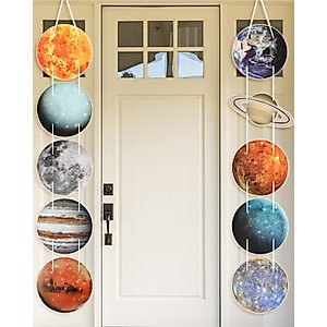 Sabary 10 Pcs Planets Theme Party Decor Solar System Decorations Outer Space Banner Cardboard Cutout Birthday Party Favors Planet Space Sign Porch Banner for Space Birthday Party Supplies