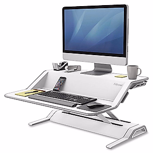 Fellowes Lotus Sit-Stand Workstation Desk, Adjustable, Pre-Assembled, White