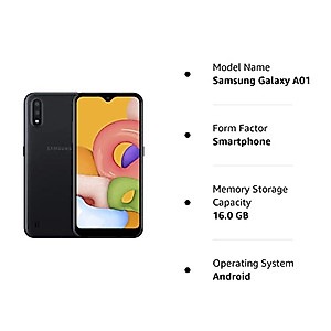 Samsung Galaxy A01 SM-A015A 16GB 5.7” Single-SIM Android Smartphone (Renewed) (Black, GSM Unlocked)