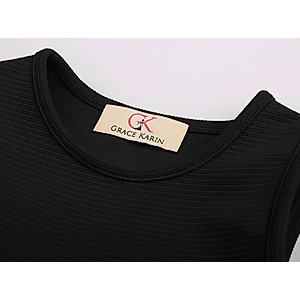 GRACE KARIN Girls Retro Floral Print Swing Dresses with Belt (12-13 Years, Black)