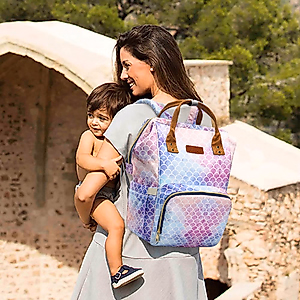 Mermaid Diaper Bag Backpack, Waterproof Baby Care Bag, Women Travel Baby Nappy Changing Bag