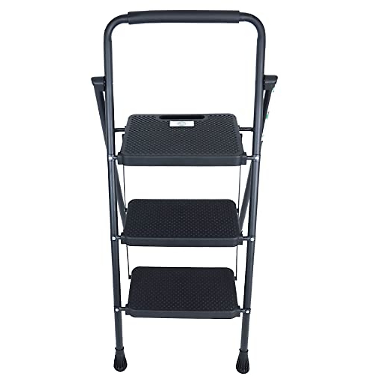 Elevon Folding Step Stool with Wide Anti-Slip Pedal, ​330​lbs Sturdy Steel Ladder, 3-Step