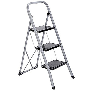 3 Step Ladder Folding Step Stool Ladder w/Handgrip & Wide Pedal Home Indoor