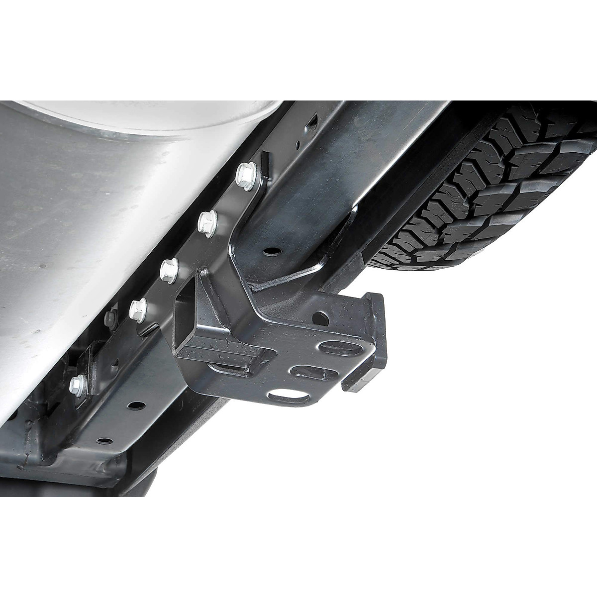 u-Box Wrangler 2in Standard Receiver Hitch Towing Rear Trailer Black for 07-18 Jeep JK Wrangler Rear Bumper