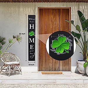 Welcome Sign for Front Porch Standing, Interchangeable welcome sign, 2 Sided Print, Welcome home sign, Farmhouse Welcome Porch Sign, Front Door Sign, Vertical Wall Decor, Welcome Sign, (55" Black)