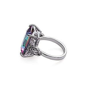 Phonphisai shop 4.3CT Mystic Rainbow Topaz 9-2-5 Silver Ring Women Wedding Engagement Size6-10 (8)