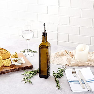 Restaurantware RW Base 16.9 Ounce Olive Oil Dispenser 1 Kitchen Oil Dispenser Bottle - With Stainless Steel Pourer Non-Leaking Amber Glass Olive Oil Pourer For Cooking Or Salad Dressings