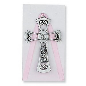 Infant Crib Cross Protect This Child Cross Pink Cross Baby Girl Cross Great Shower Gift by KeegansCatholicTreasures