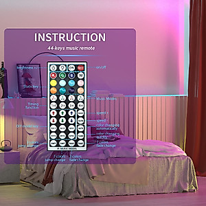 ehomful 130ft Led Lights Ehomful App Control Music RGB 5050 Color Changing Smart Led Strip Lights Kit with 44 Keys Remote, Led Lights for Bedroom,Room,Apartment,Kitchen,Party Decorations