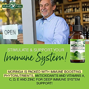 Organic Moringa Leaf Extract Liquid Drops - USDA Organic Certified - Highly Purified, Bioavailable & Faster Absorption Than Moringa Powder or Capsules - Single Origin Moringa Oleifera Leaves Extract