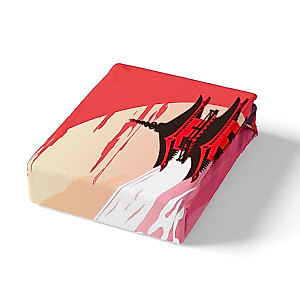 Red Ukiyoe Print Duvet Cover Cherry Blossom Bedding Sets Queen Japanese Mount Fuji Comforter Cover Chic Flowers Florals Bedding Retro Oriental Tower Quilt Cover Decoratives Ultra Soft Cozy 3 Piece