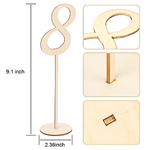 Becho 1-10 Wedding Table Numbers 9" Tall Wooden Table Numbers Tabletop Signs for Wedding, Party, Home Decoration, Rustic Receptions, Banquets, Cafés, Restaurants, Hotels. Grade Extra Thick Heavy Duty Wood