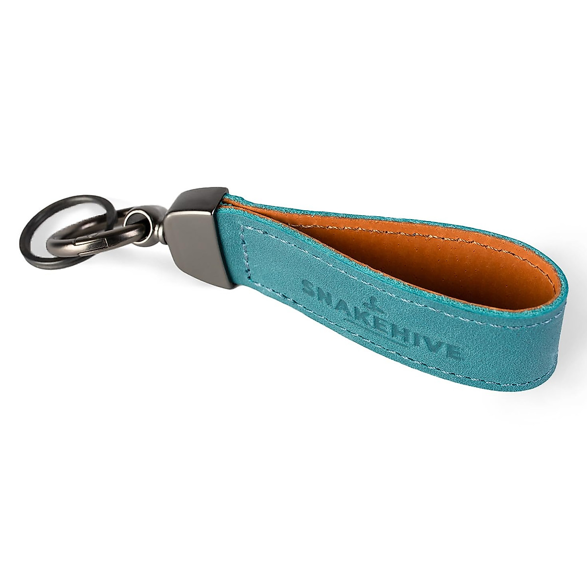 Snakehive Key Loop - Real Leather Keychain for Men and Women - Key Organizer for Home Car Keys - Key Chain Handmade in Europe Teal