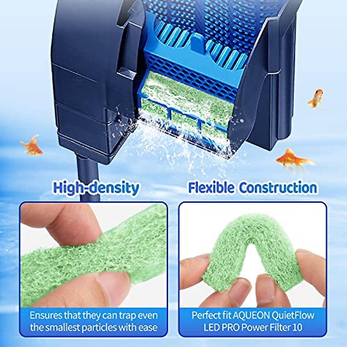 HiTauing 6 Count Phosphate Reducer Filter Pads for aqueon，Fish Tank Filter Pads for QuietFlow LED PRO Model 10