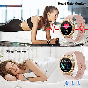 Smart Watches for Women (Make/Receive Call), Smart Watch for Android Phones and iPhone Compatible, 1.28" Touch Screen IP67 Waterproof Fitness Tracker with Heart Rate/Blood Oxygen/Sleep Monitor (Pink)