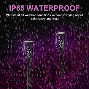 IYUTINA Outdoor Solar Lights for Yard, Torch Lights with Flickering Flame Christmas Decoration Waterproof Patio Backyard Garden Decor Auto On/Off Dusk to Dawn Dancing Fire Lights for Outside, 1 Pack