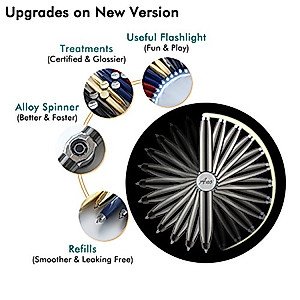 SMOOTHERPRO Fidget Spinner Pen with LED Light to Help ADHD Stress Reducer Thinking Ballpoint Pen Gift Pen Anti Stress Anxiety Infinity with Gift Box Color Brown (FS702)