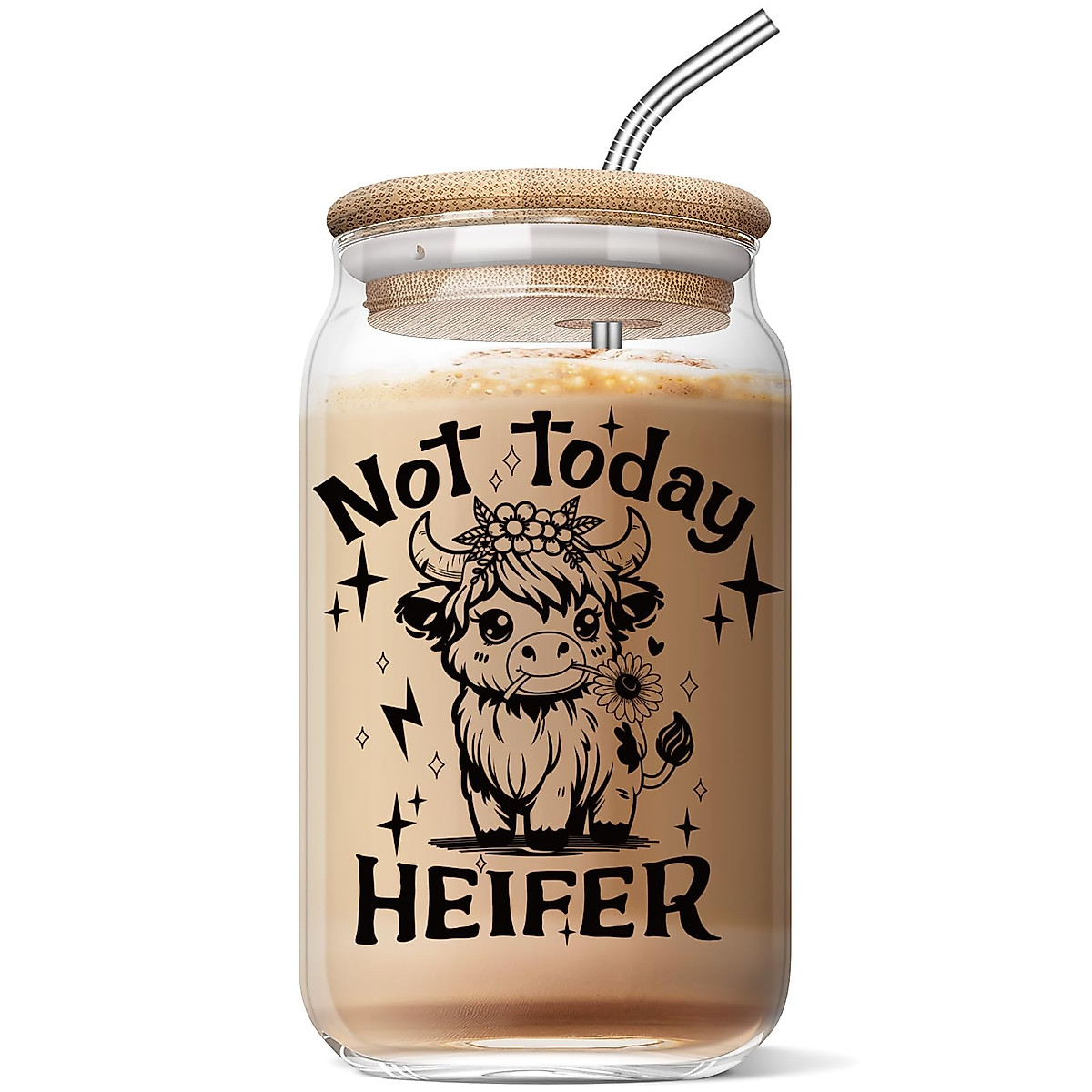 Nurforta Highland Cow Gifts for Women - Funny Cow Gifts for Cow Lovers - Highland Cow Print Coffee Cup 16oz - Cute Birthday Gifts Mothers Day Gifts for New Mom Mother in Law Step Bonus (HEIFER)