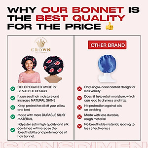 Red Black Cloud Large Bonnet - Silky Design Satin Bonnet With Elastic Soft Bands (Black Red Cloud Bonnet)