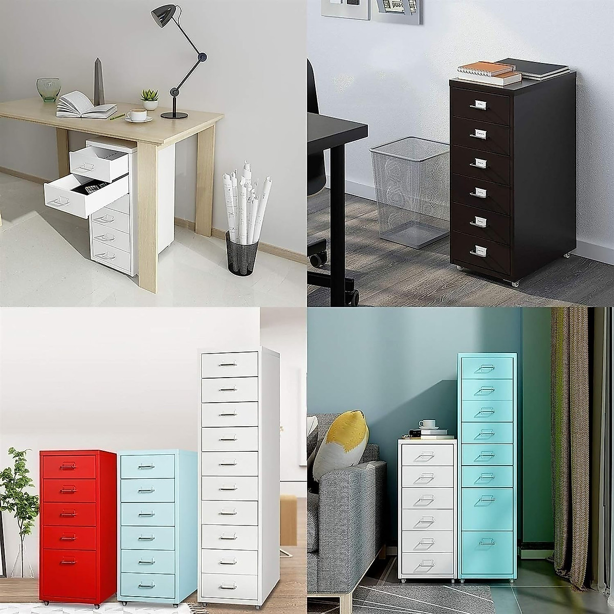 5 Drawers Mobile Storage Cabinet File Cabinet,Small Rolling Vertical File Cabinet,Vertical Filling Cabinet on Wheels,Metal Mobile File Cabinet with Lock Casters, Under Desk Metal Locker Cabinet, Red