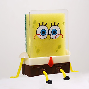 Kitchen Cartoon Sponge Holder, Creative Cleaning Sponge Holder with 4pc Sponge, Kitchen Sink Sponge Holder