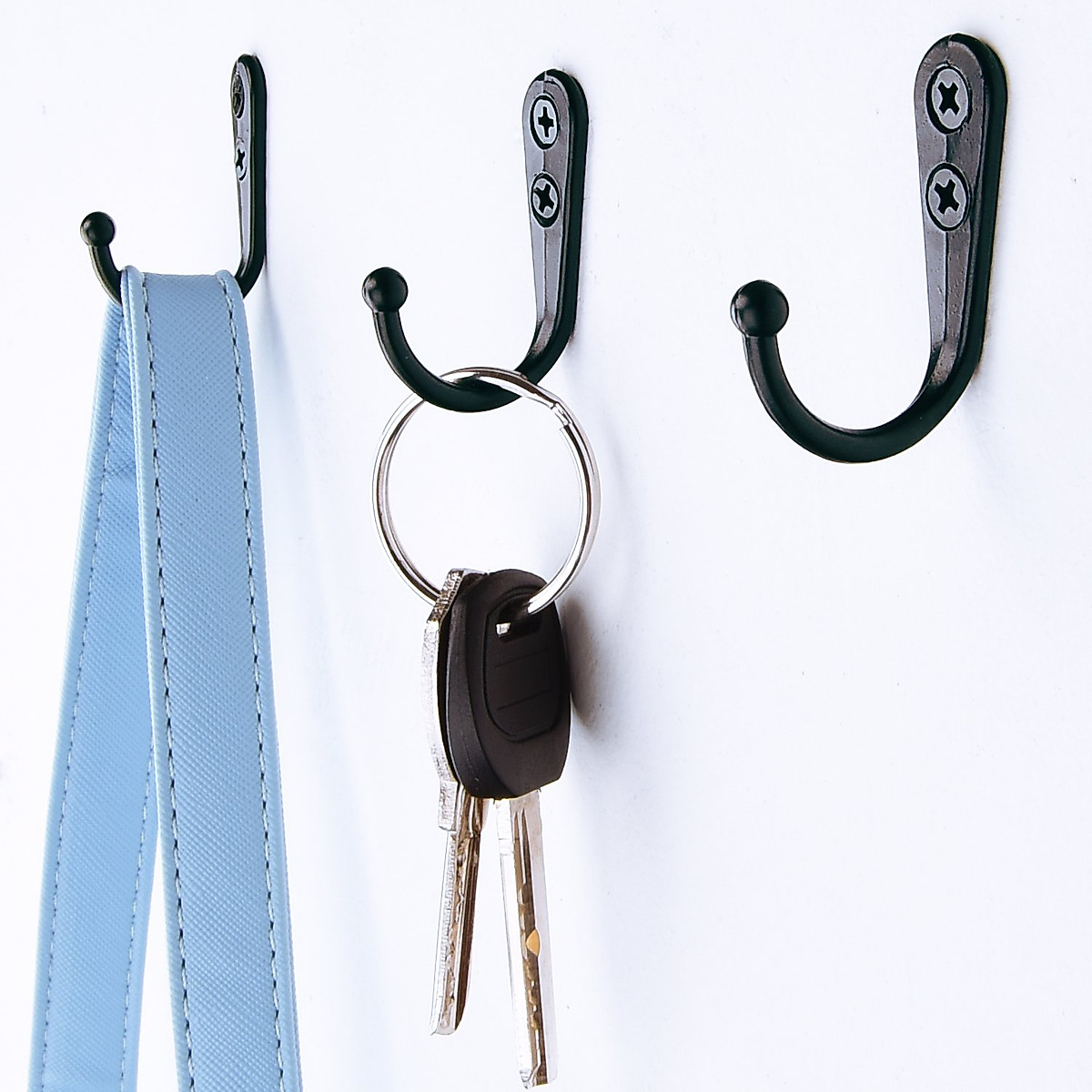 Sunmns 24 Pieces Coat Hooks Single Wall Mounted Robe Hook Vintage Hanger and 50 Pieces Screws (Black)