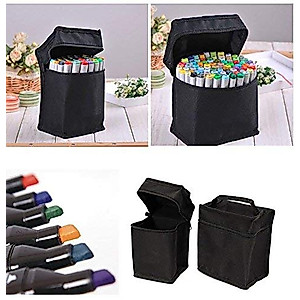 Multifunction Large Capacity Black Folding Marker Pen Canvas Pencil Case Pen Storage Bag Can Hold 24-80 pcs Markers Pen (S and L)