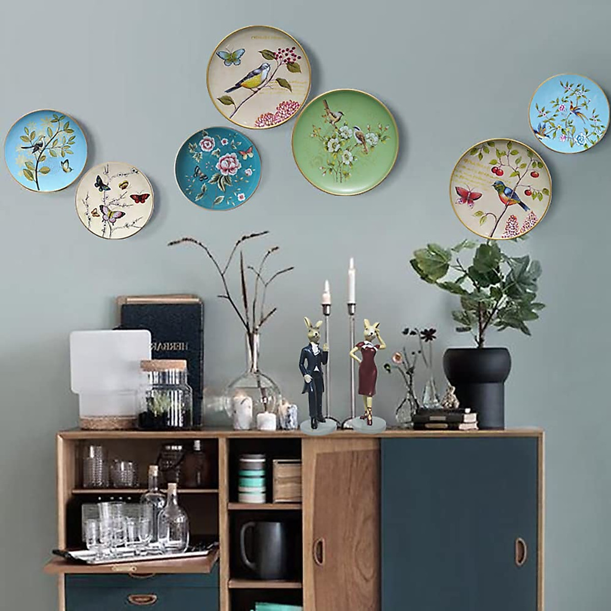 Ruwado 30 Pcs Plate Hanger Invisible Self Adhesive Square Round Wall Dishes Hook Holders for Bathroom Kitchen Office Pictures Photo Frame Wall Art Décor Supplies (30 Pcs)