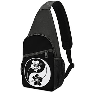 Yin Yang Hibiscus Crossbody Shoulder Bag Sling Backpack Travel Hiking Daypack Casual Chest Pack For Women Man One Size