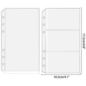 12 Pcs A6 Binder Sleeves A6 PVC Cash Envelopes 6 Holes Binder Pockets Card Sleeves Waterproof PVC Pockets Clear Cash Envelopes Clear Zipperless Binder Pouch for Protect Store Your Cash Invoices Coupon