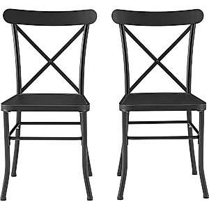 Crosley Furniture Astrid 2-Piece Indoor Outdoor Chair Set, Dining Chairs for Kitchen, Patio, Porch, Deck, Matte Black