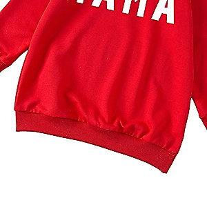 Autumn Winter Family Matching Outfits Mom and Daughter Long Sleeve Sweater Pullover Top (Red,Kid 12-18 Months)