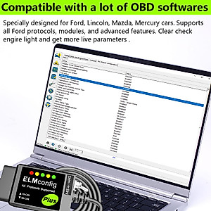 ELMconfig OBD2 to USB Cable ELM327 OBD2 Scanner Code Reader Diagnostic Tool Live Data USB to OBD2 Adapter OBD2 Adapter for Ford F150 OBDii ELM 327 OBD Interface for Laptop PC Windows